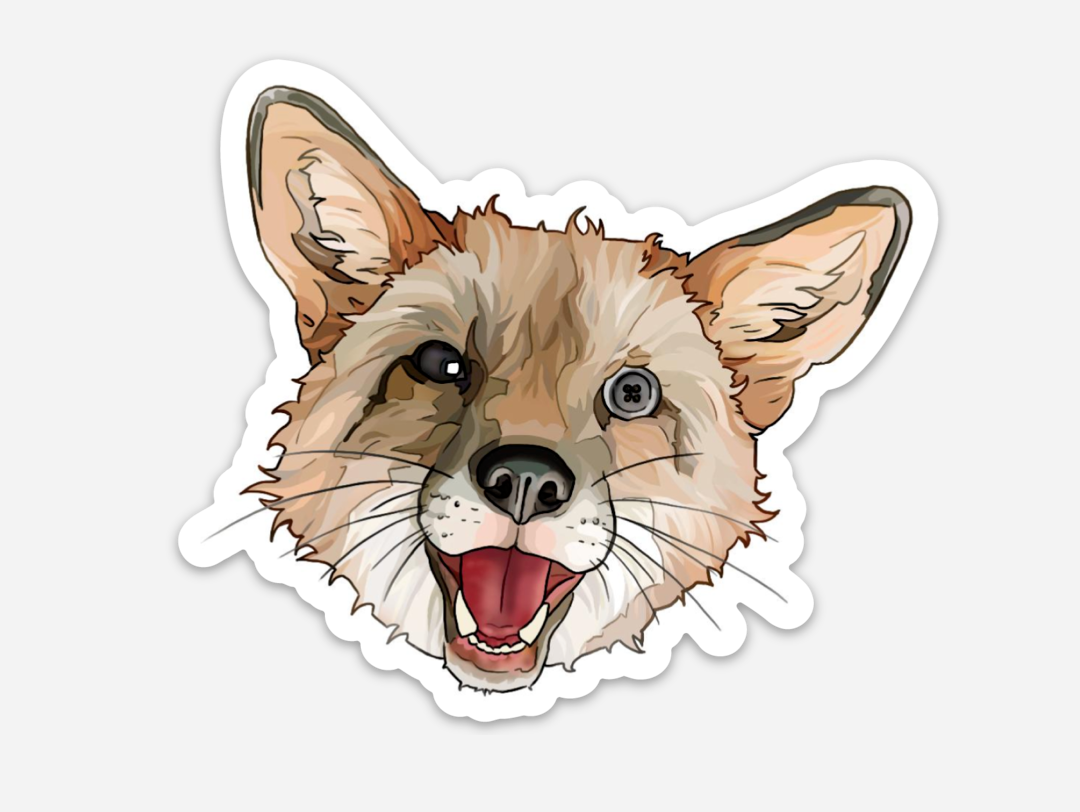 Button Eyed Fig The Fox Vinyl Weatherproof Sticker – Happiest
